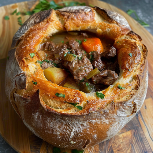Beef Stew in a Bread Bowl