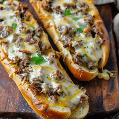 Philly Cheesesteak Cheesy Bread
