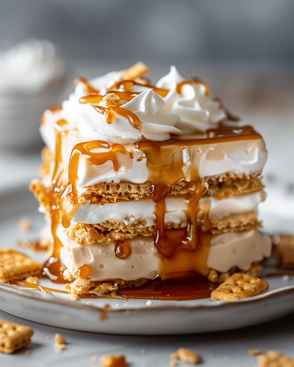 Ritz Cracker Salted Caramel Icebox Cake
