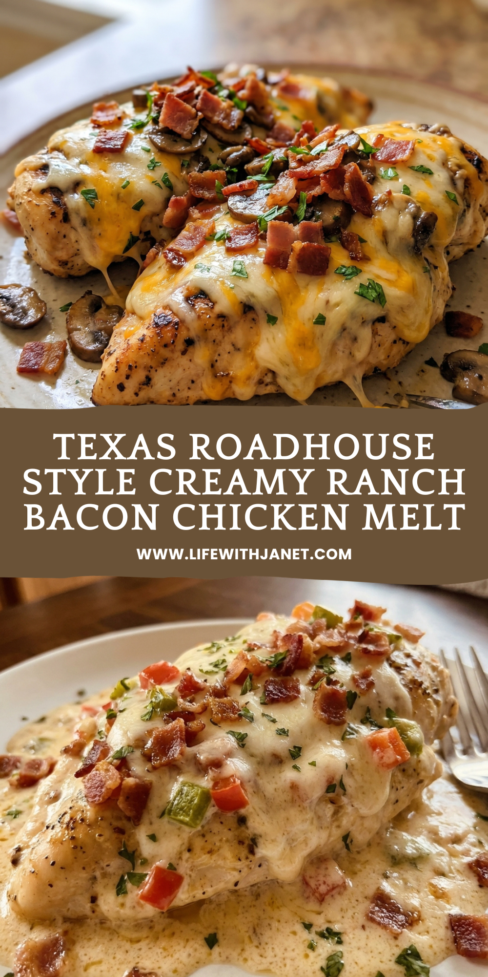 Texas Roadhouse Style Creamy Ranch Bacon Chicken Melt